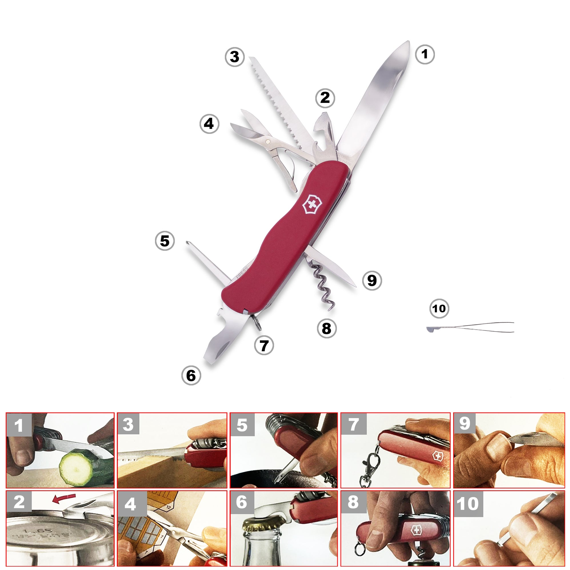 Victorinox OUTRIDER RED Swiss Army Pocket Knife, 14 Functions - No. 0. ...